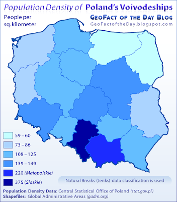 GeoFact of the Day: Population Density of Poland