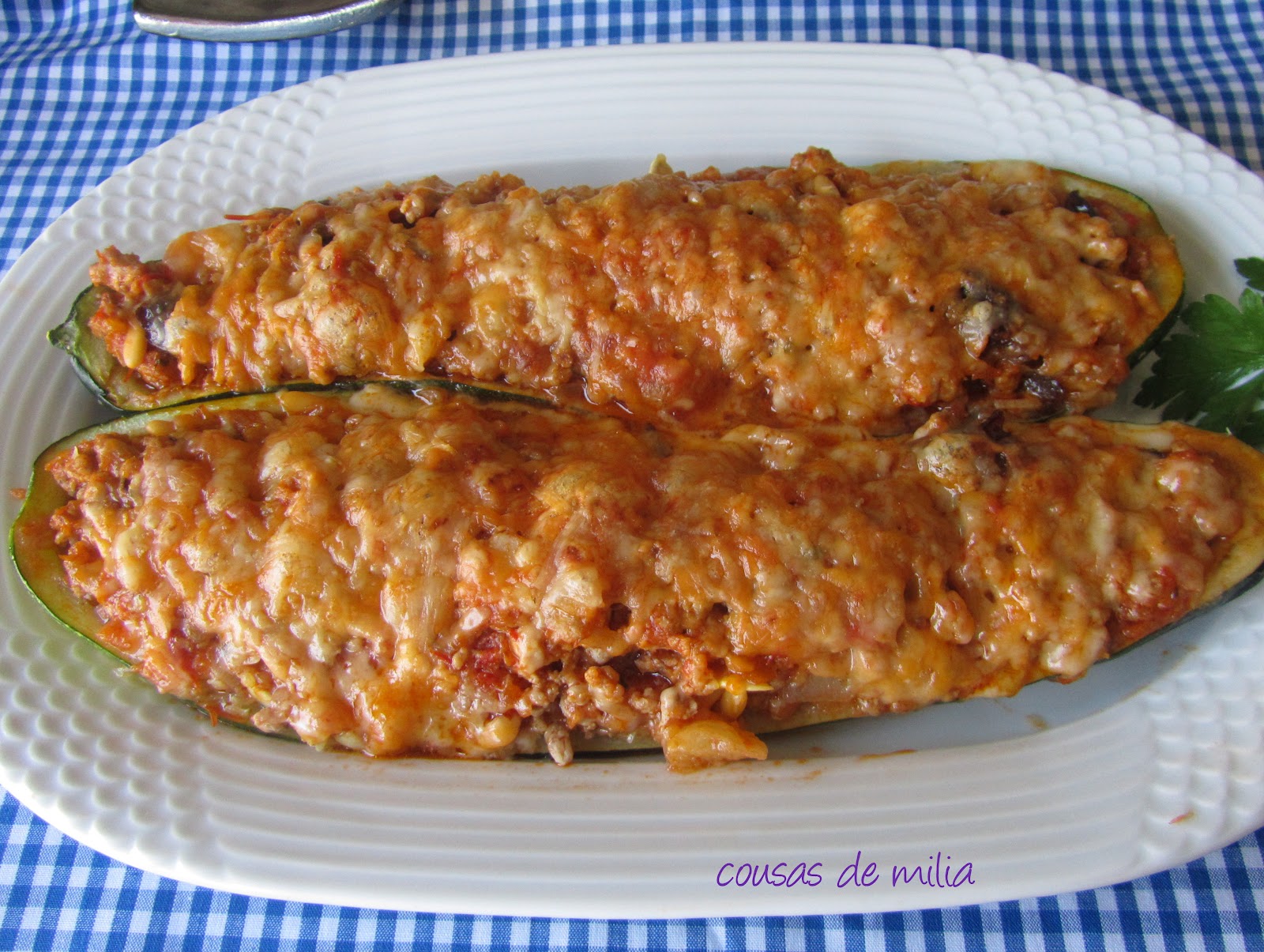 Calabacines rellenos de carne