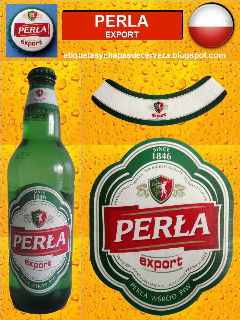 ETIQUETAS Y CHAPAS DE CERVEZA: PERLA EXPORT