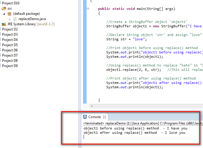 Selenium By Arun 154 Using Replace Method With Stringbuffer