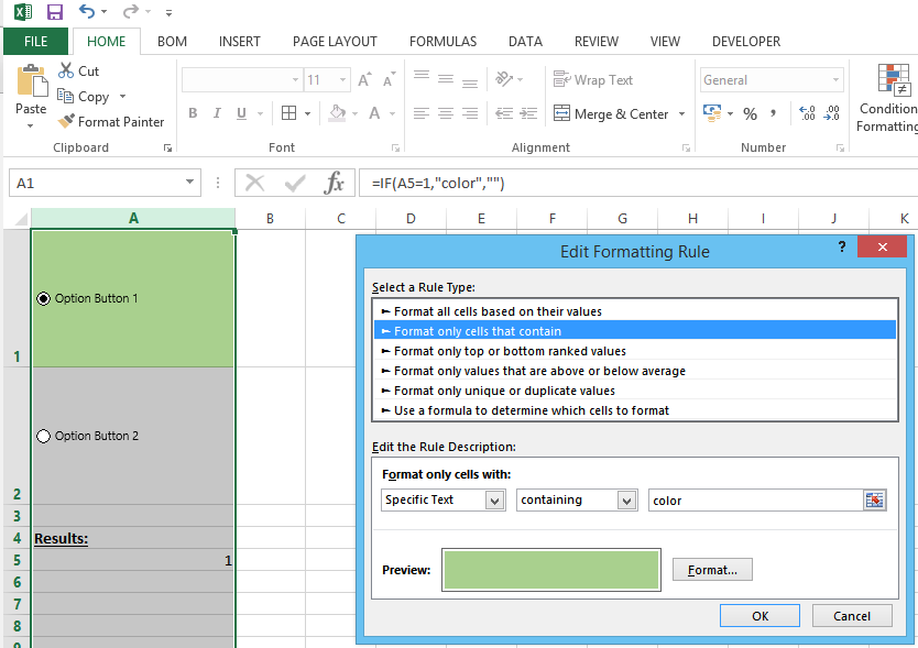 Do My Excel Blog: How to highlight an option button in EXCEL when it is ...