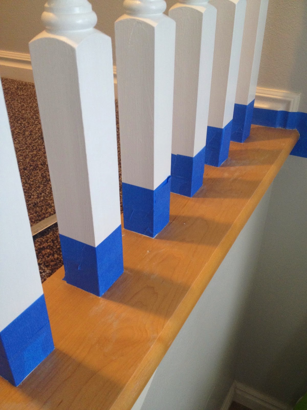 two points for honesty: refinishing oak stair railings!