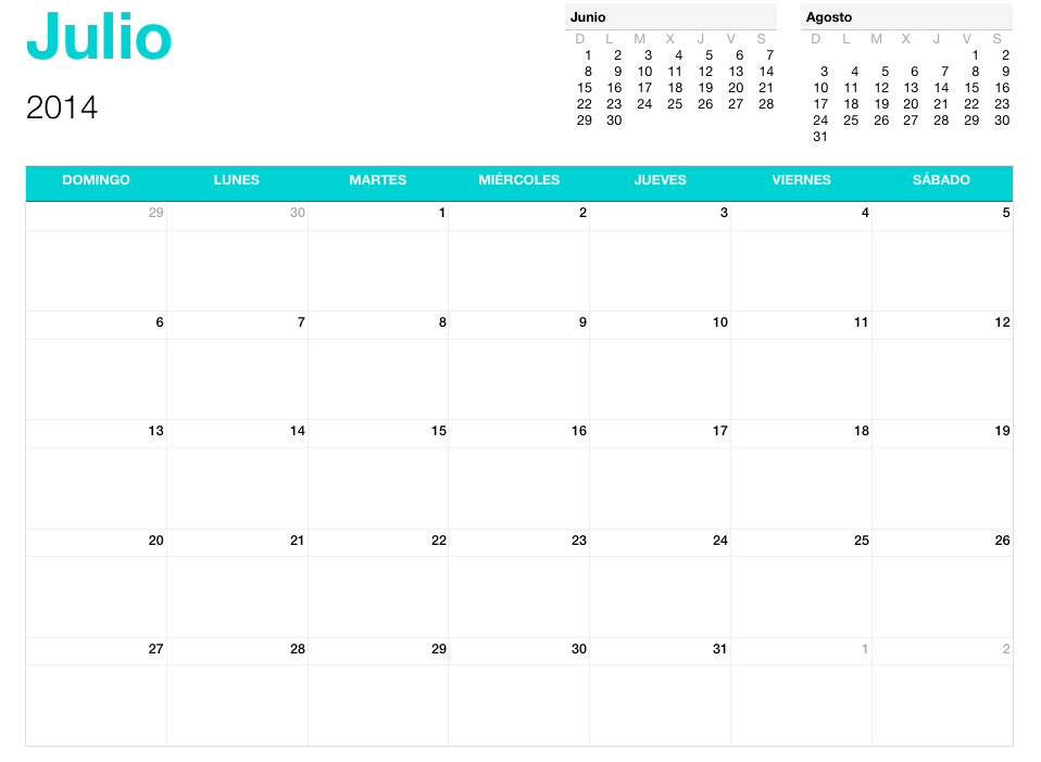 Imprimible-Calendario Julio y agenda ~ AB ASTRA