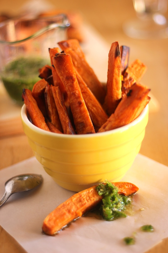 Blessings From My Kitchen: Sweet Potato Fries and Green Chili Chutney