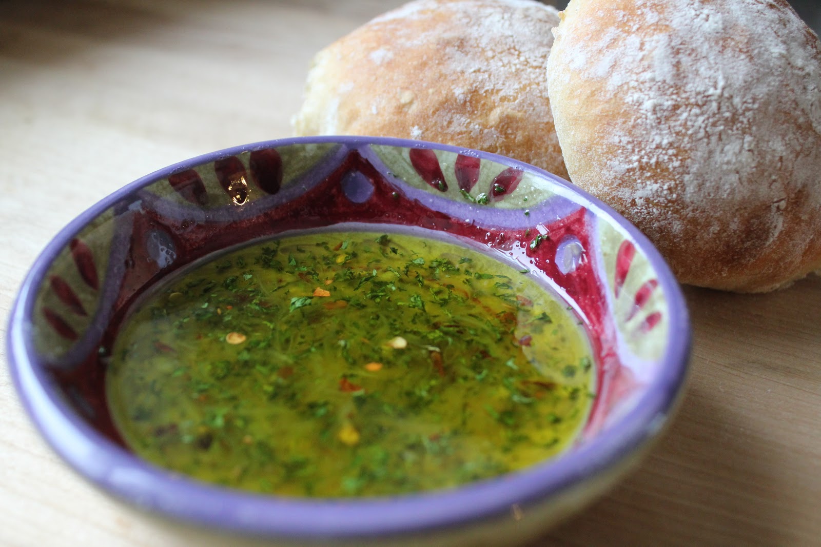 French Boule Rolls with Garlic Dipping Oil