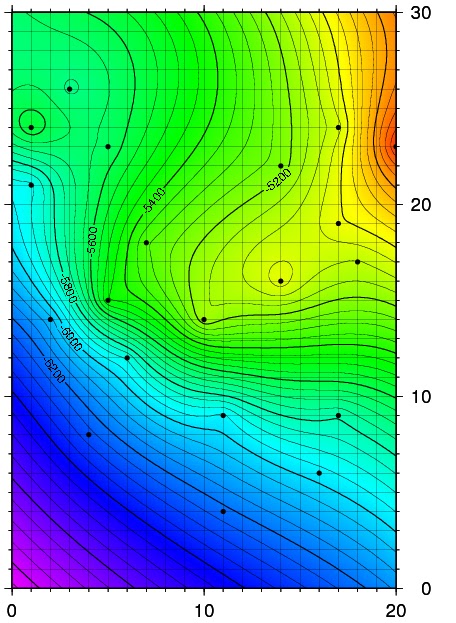 地球科學學習網站/Belajar Earth science: 利用GMT的點(X,Y)如果有Z值,如何畫成contour/Use ...