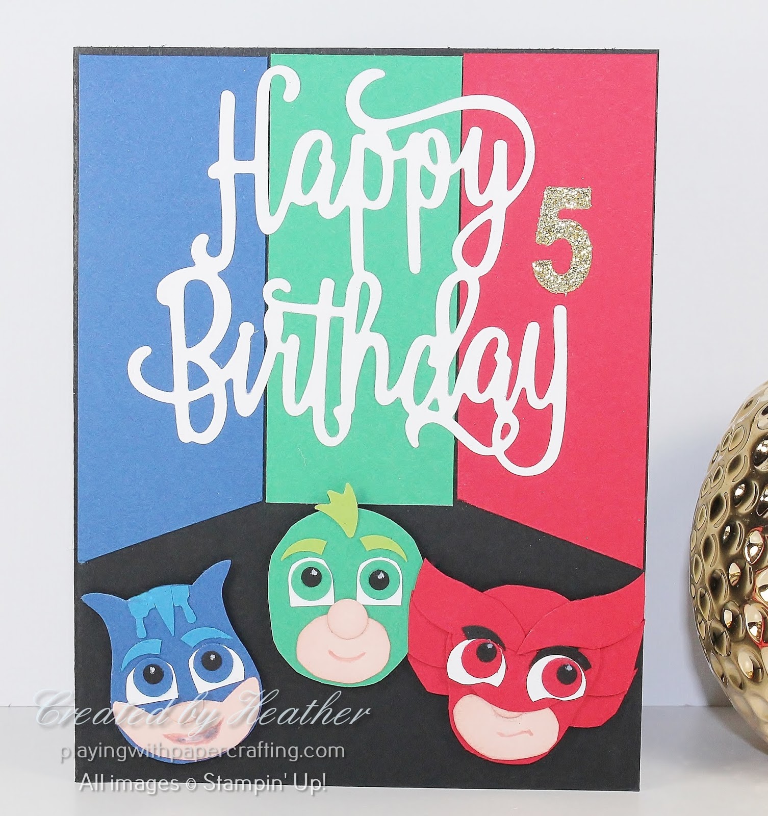Playing with Papercrafting: PJ Masks Punch Art Birthday Card