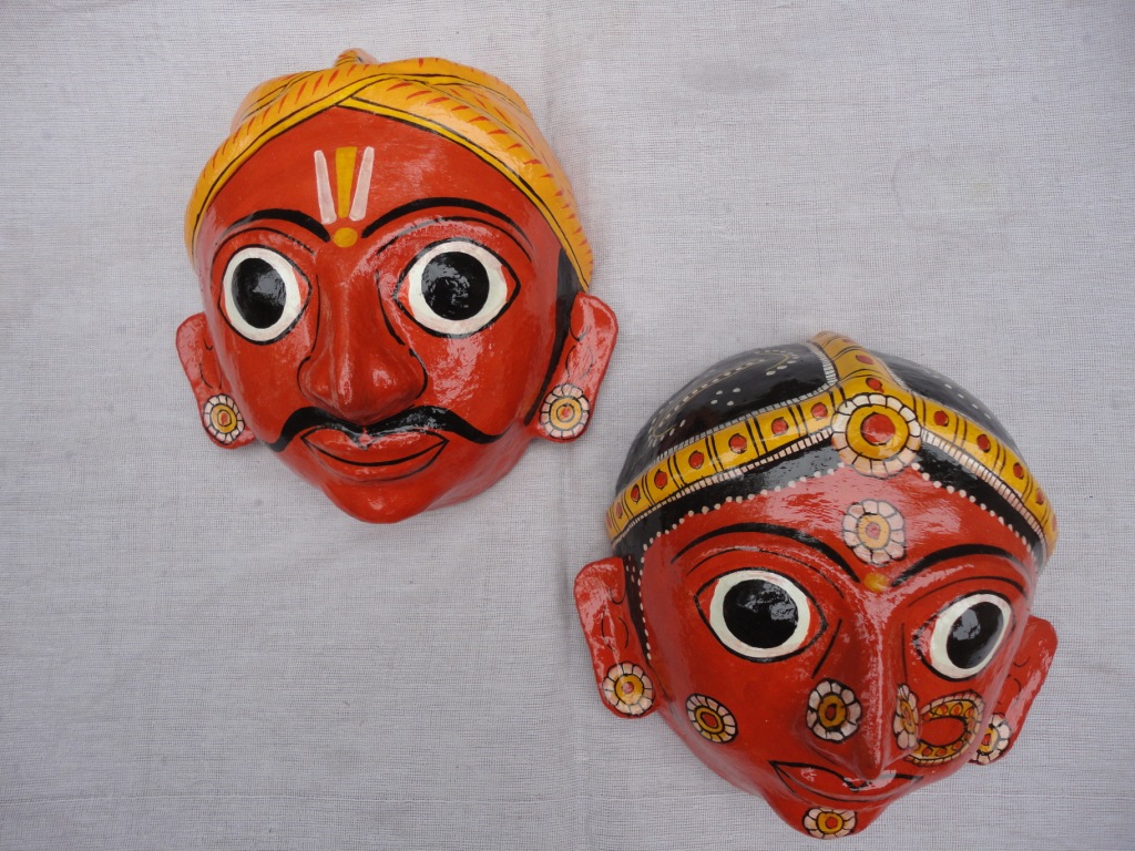 Cheriyal Scroll Paintings by Vaikuntam nakash: cherial sawdust masks