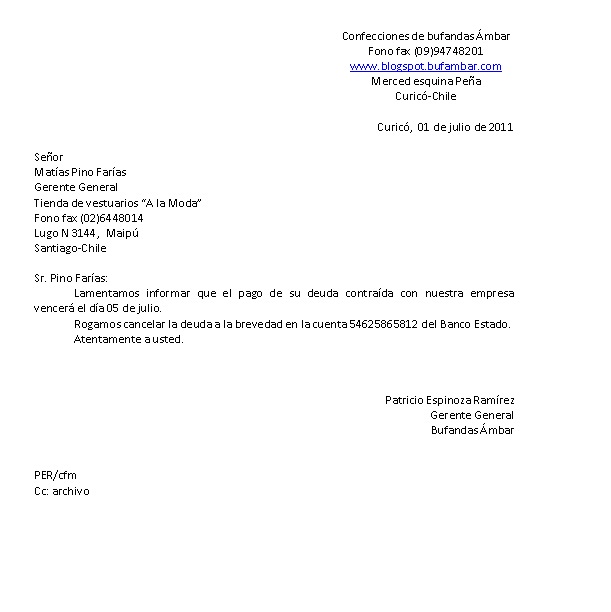 camilafigueroamorales: cartas de cobranza