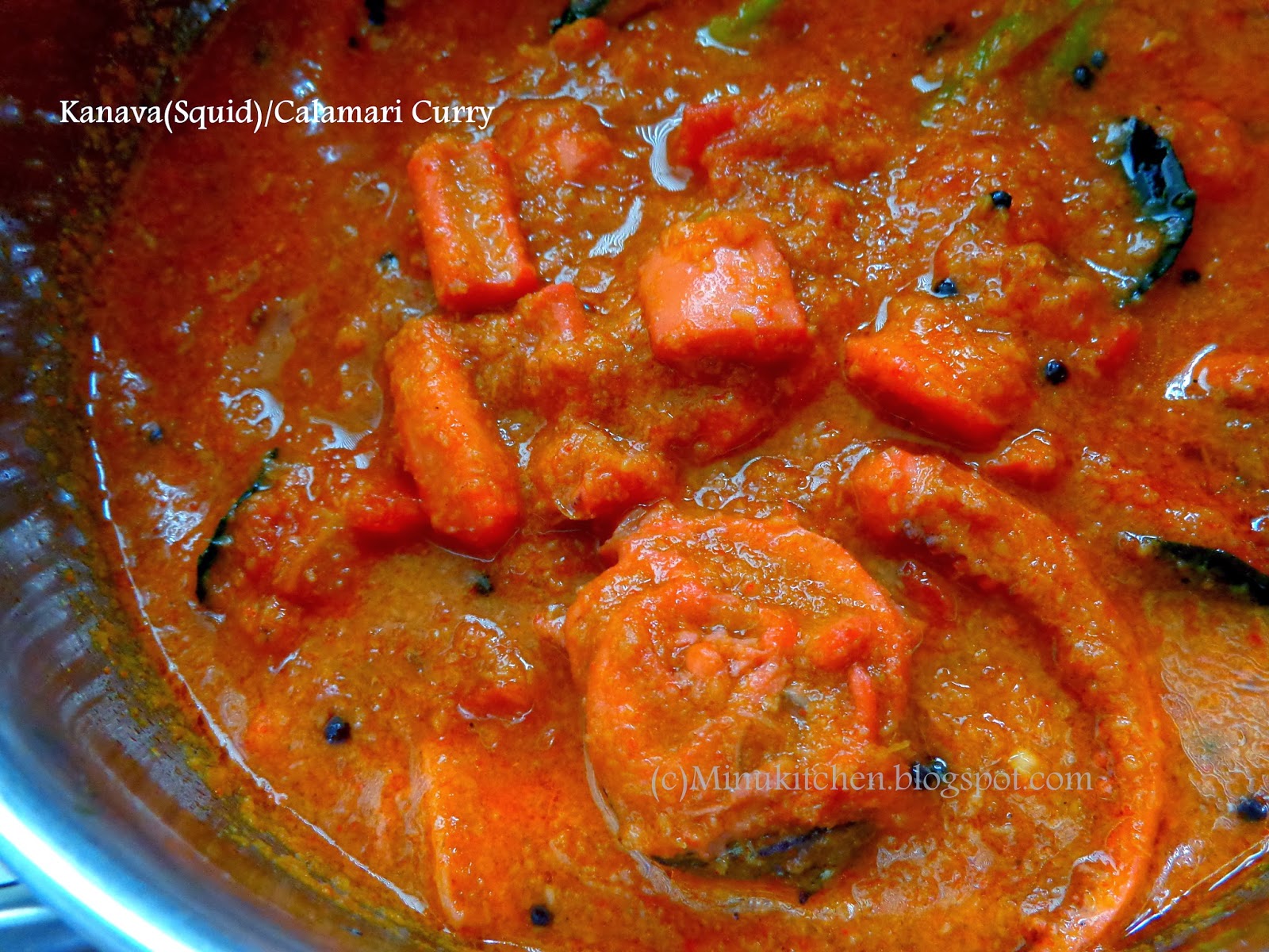 Nadan Kanava / (Squid-Calamari) Fish Curry ~ Minu's Kitchen