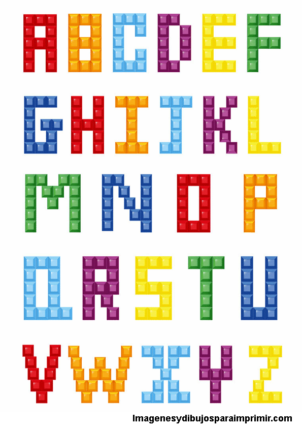 Abecedario con letras de tetris para imprimir-Colorear dibujos,letras ...