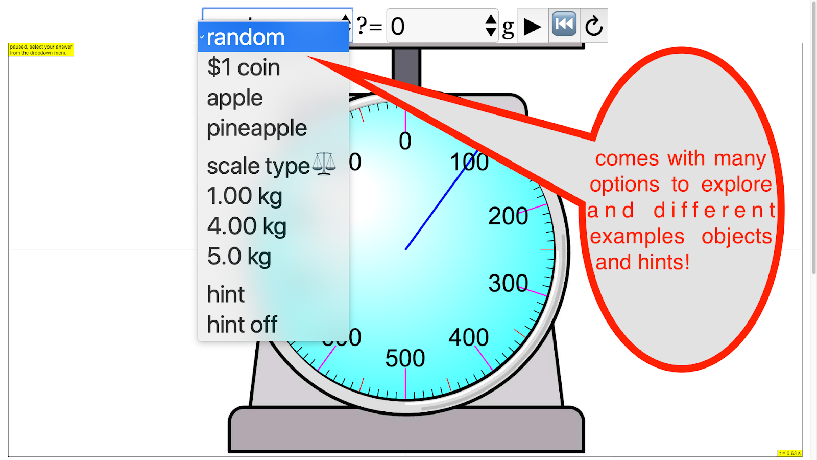 Mass Or Weighing Scale Model Javascript Simulation Applet Html5 Open Educational Resources