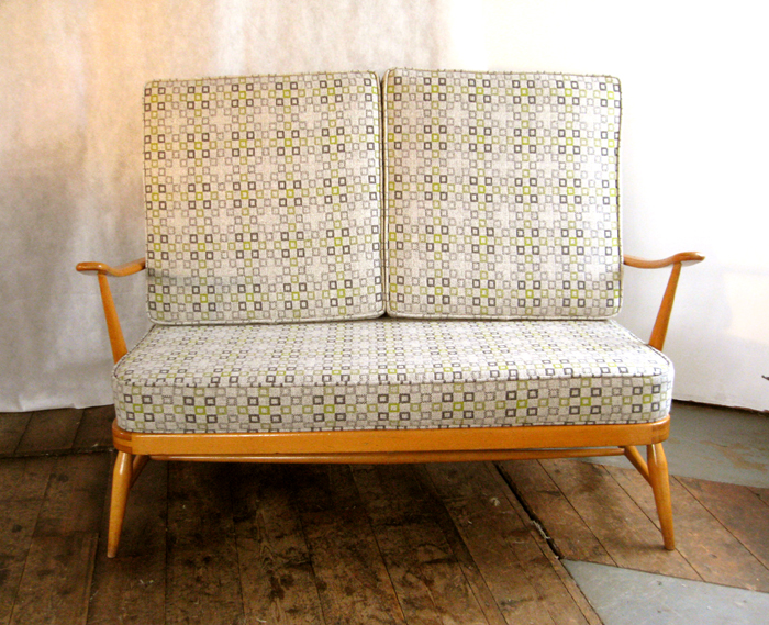 Mick Sheridan Upholstery: Ercol Settee in Melin Tregwynt Welsh wool