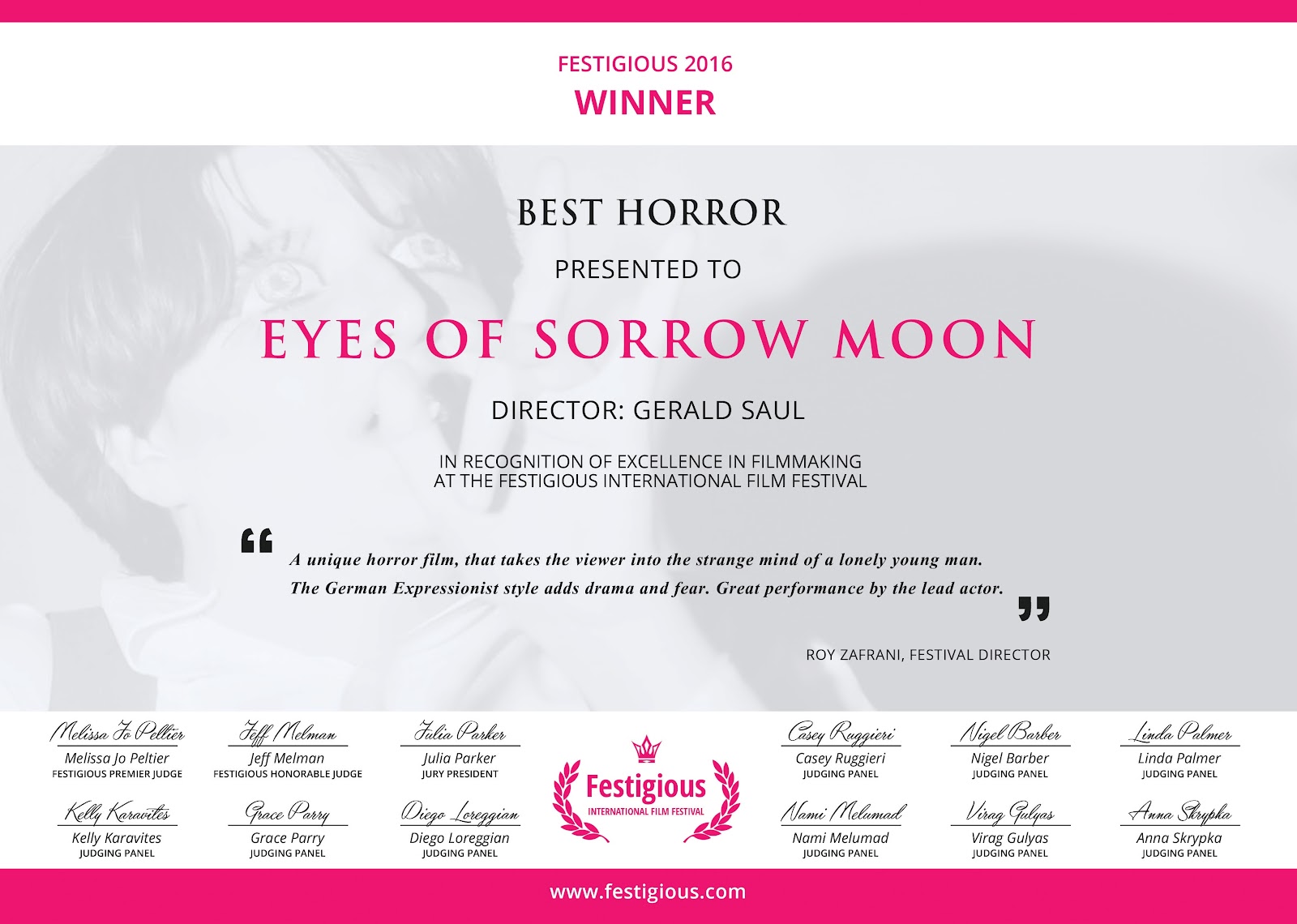 Gerald Saul: Sorrow Moon is Best Horror Film