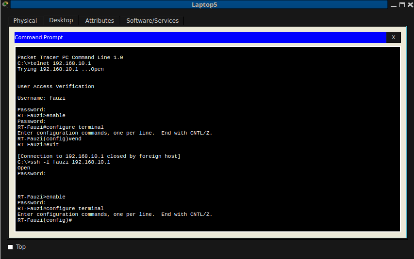 Configure Telnet And Ssh On Packettracer Fauzi F Ramadhan Blc Telkom