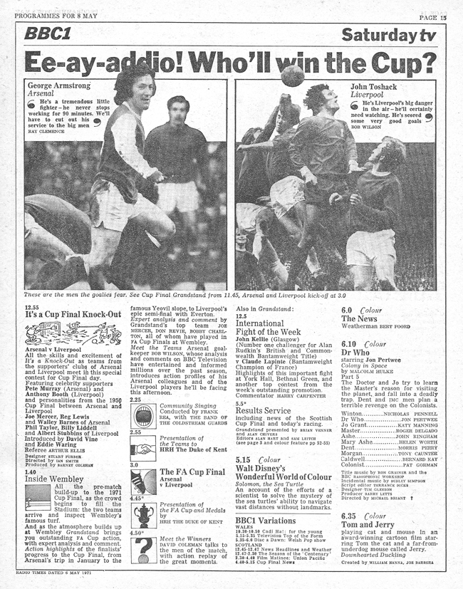 Radio Times: 1971 FA Cup Final preview ~ The Football Attic