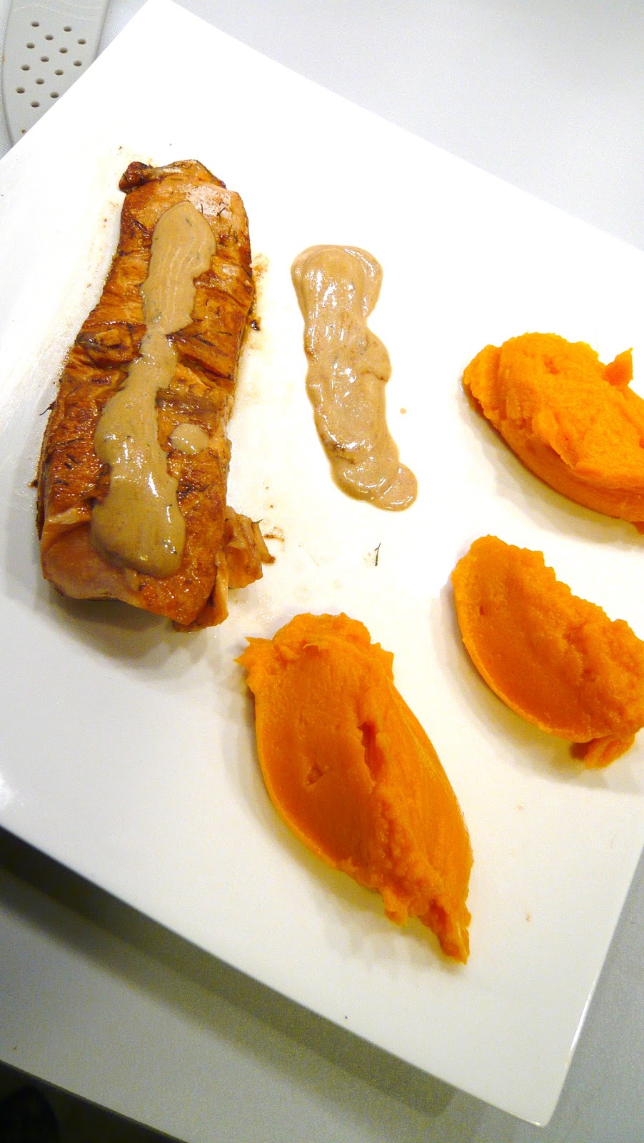 encore aux fourneaux...: Saumon à la sauce soja et purée de patate douce