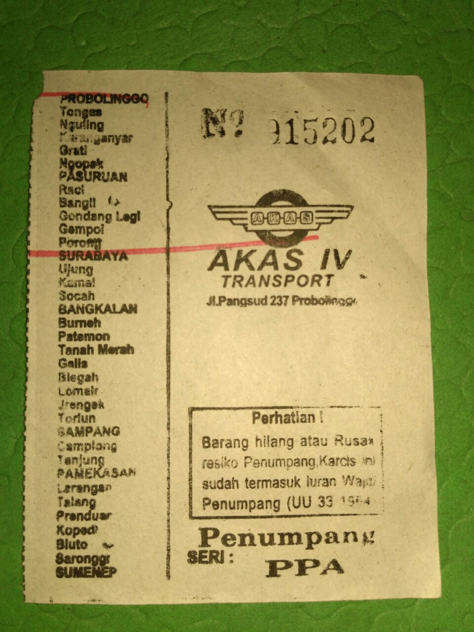 Caper Touring "One Stop Journey": Koleksi Karcis Bus