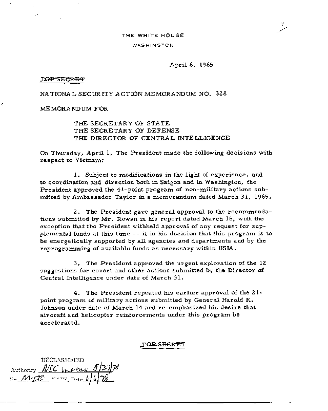 JFK + 50: NATIONAL SECURITY MEMORANDUM 328