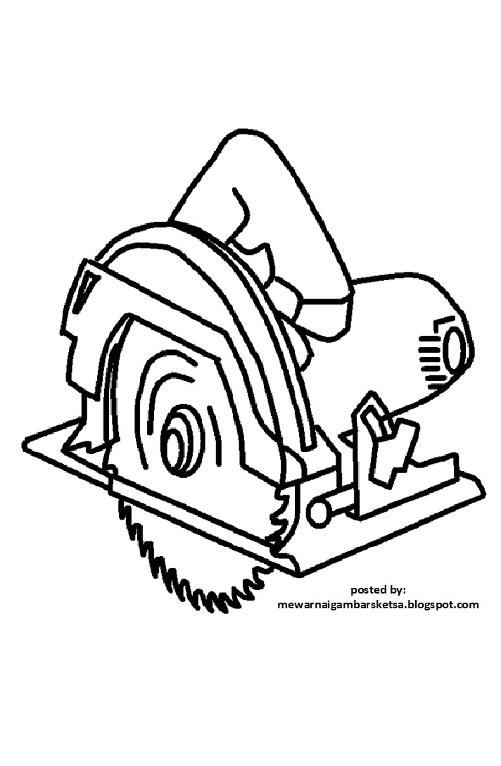 Mewarnai Gambar: Mewarnai Gambar Sketsa Gergaji Kayu 2