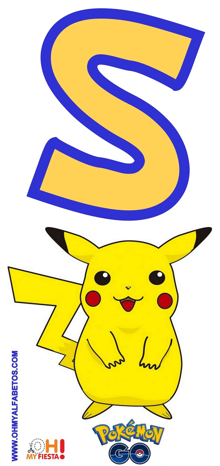 Alfabeto de Pikachu de Pokemon Go Gratis. - Oh my Alfabetos!