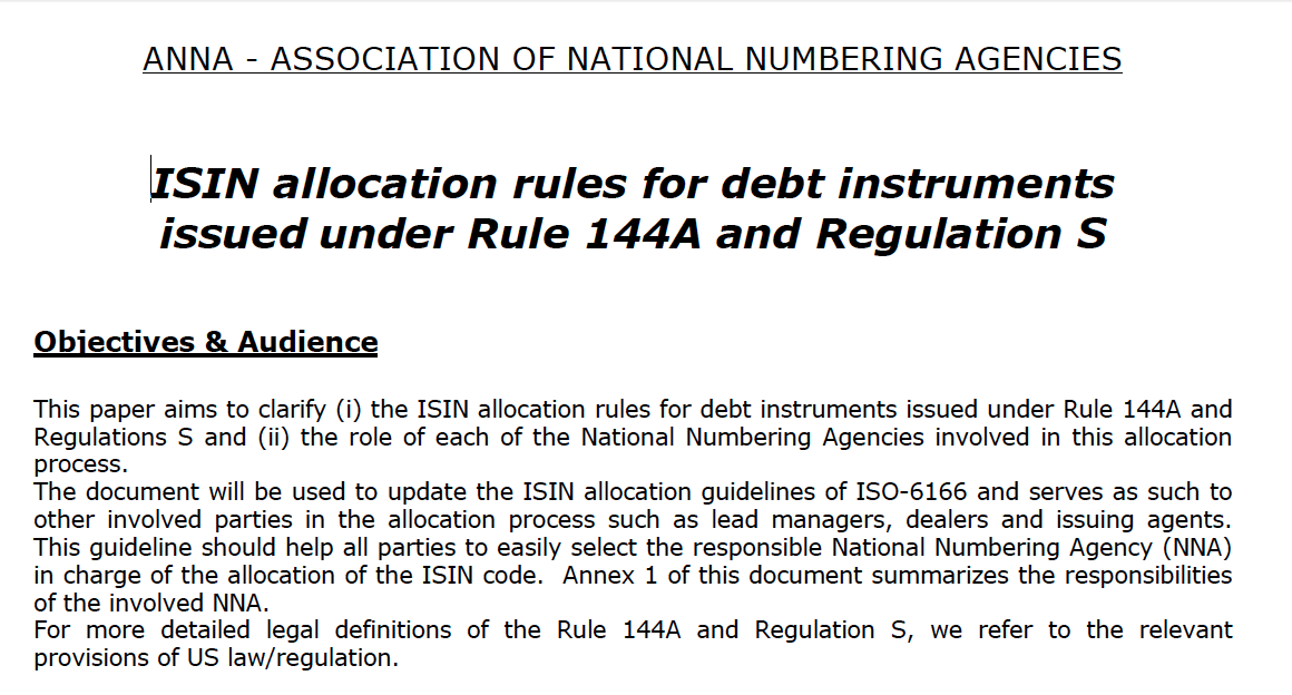 MIKIPEDIA ECONOMICS BLOG: ISIN ALLOCATION RULES FOR DEBT INSTRUMENTS ...
