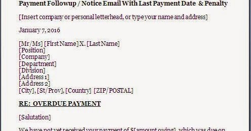 Overdue Payment Reminder Letter Format