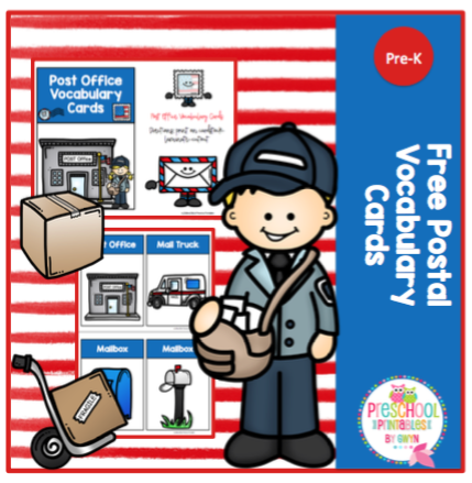 Free Postal Vocabulary Cards ~ Preschool Printables