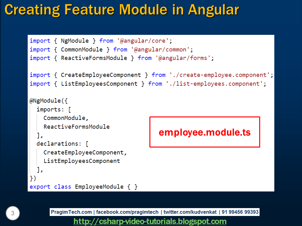 Sql Server Net And C Video Tutorial Creating Feature Module In Angular Slides