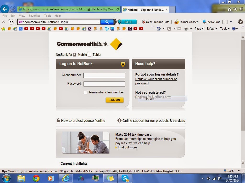 Computer Troubleshoot: Commonwealth Bank Netbank Login Problem