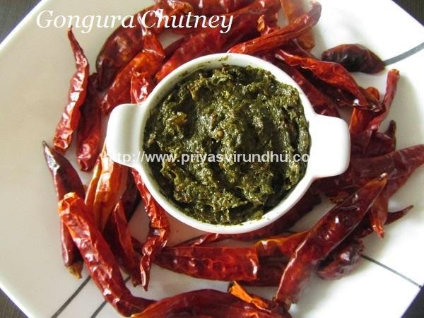 Priya's Virundhu: Gongura Chutney Recipe/Pulicha Keerai Thuvaiyal ...