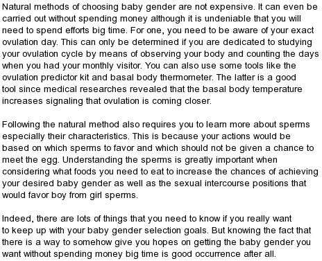 How to Choose Baby Gender Guide: Baby Gender Selection Chart