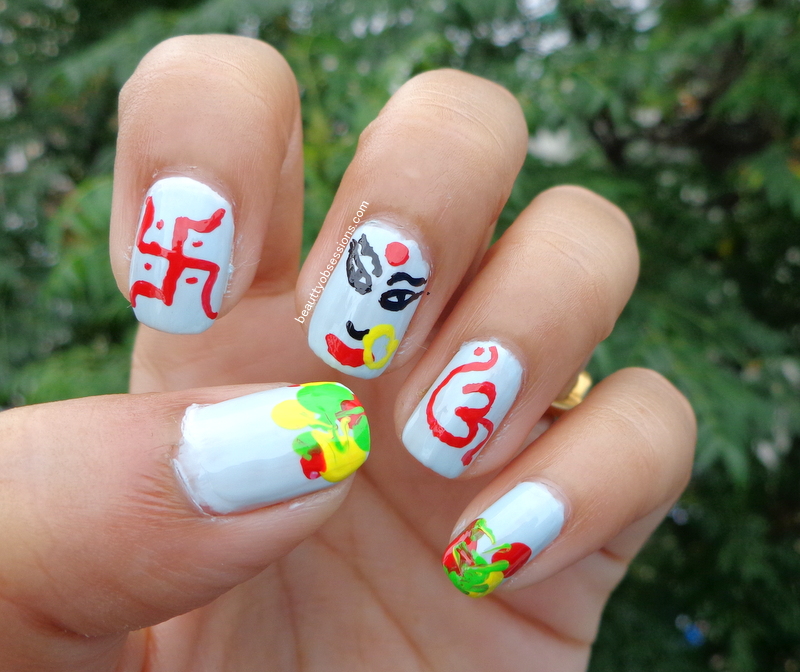 Durga Puja Inspired Nailart - 2016.....