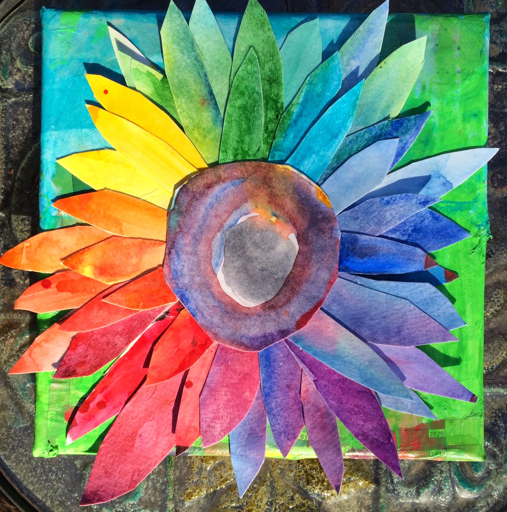 All Things Quilty and Artsy: Color Wheel Flower Collage
