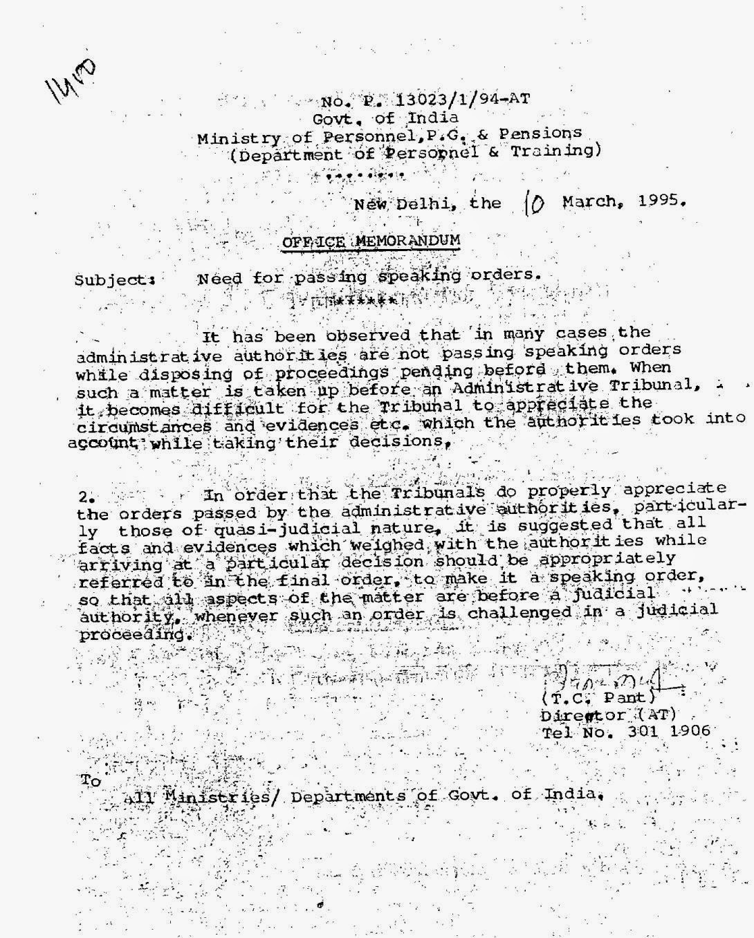 RTI - A. Govindaraj, Tirupur: SPEAKING ORDER-1