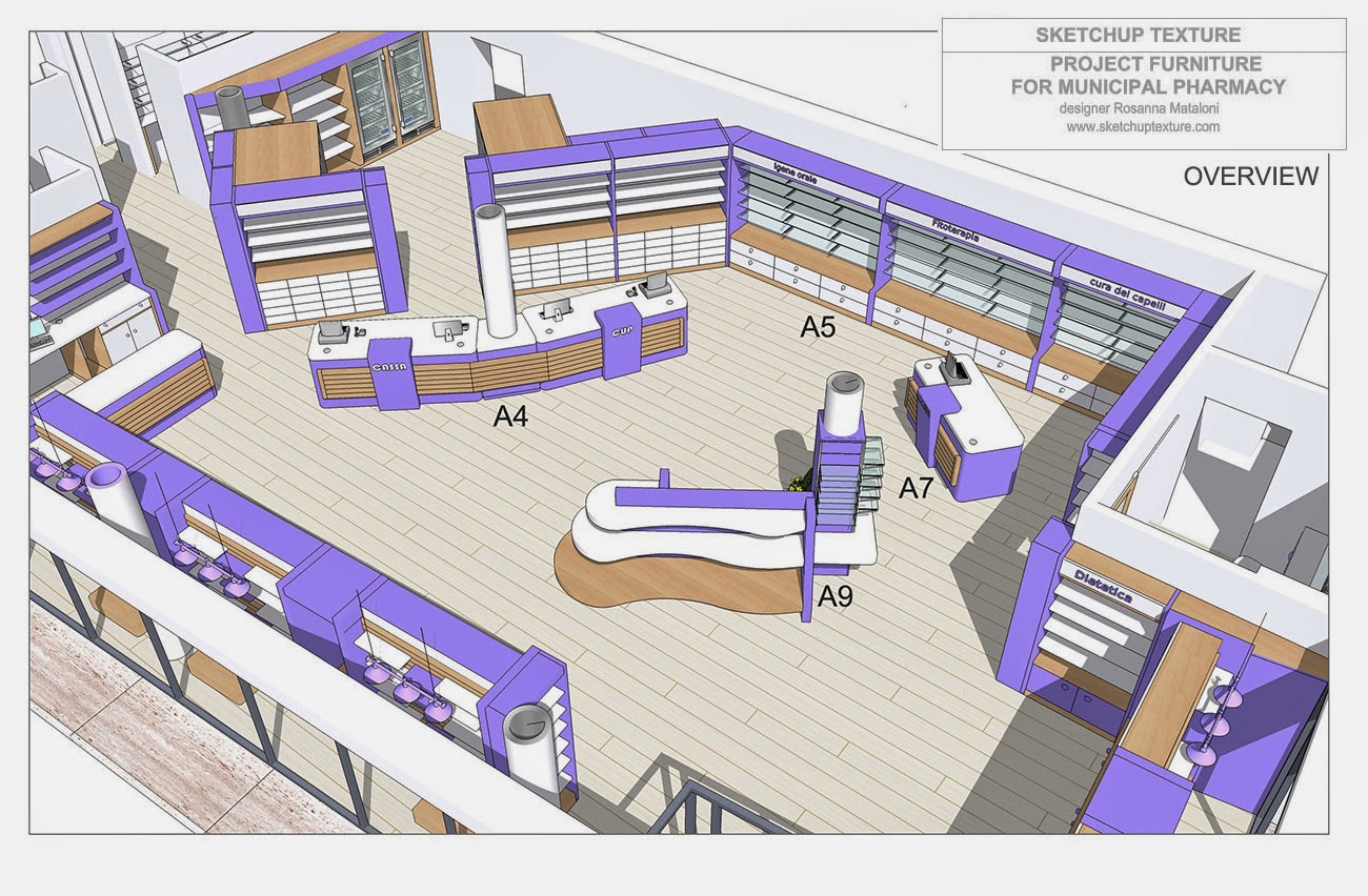 SKETCHUP TEXTURE: HOW TO DESIGN A MODERN PHARMACY & 3D SKETCHUP MODEL
