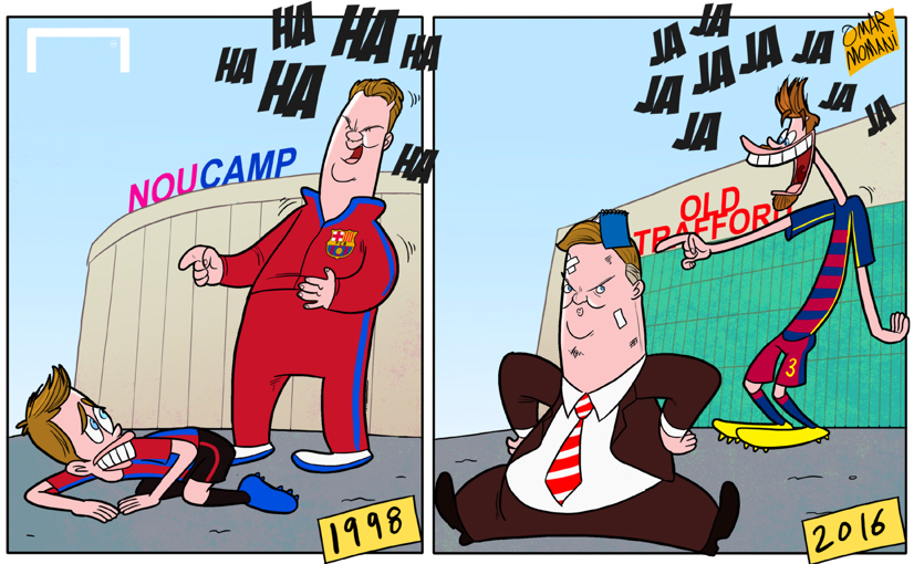 Omar Momani cartoons: Pique laughs at LVG