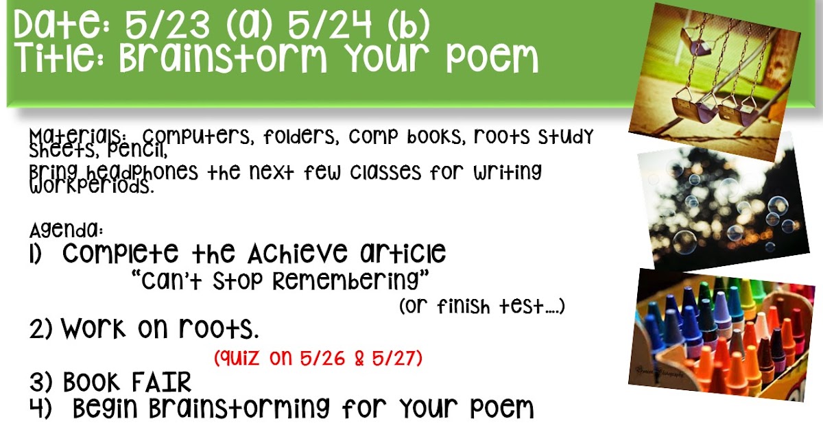 LaVilla 8th Grade Language Arts: Poem Brainstorm
