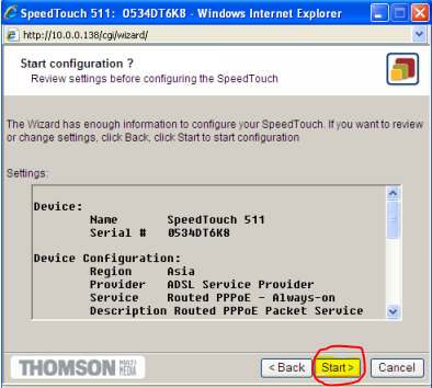 Home Gateway support: Configration of Speed Touch modem ST511E and ST580
