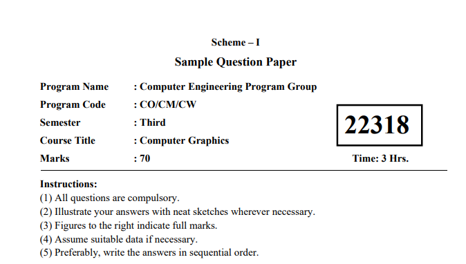 22318--Sample-question-paper--Computer-Graphics I scheme Computer 3rd ...