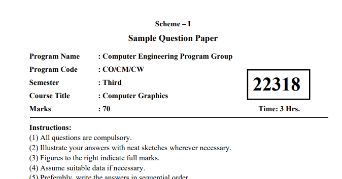 22318--Sample-question-paper--Computer-Graphics I scheme Computer 3rd ...
