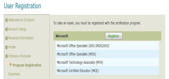 Registration Guide for MOS Certifications 2016 - LMS Help