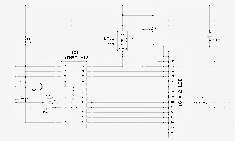 ATMega16 Microcontroller based Digital LM35 LCD Thermometer ~ ELECTRONICS PROJECTS