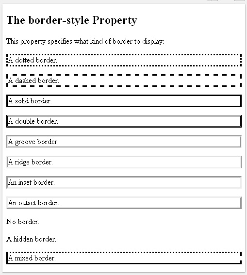 CSS/HTML Border Styles Code For Website - Learn About Website | DaddyFile