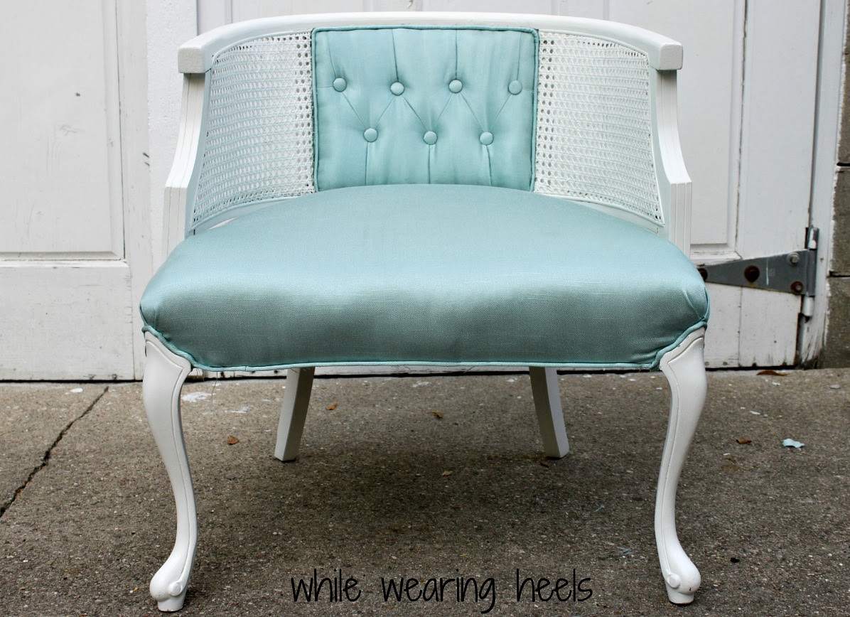 While Wearing Heels: The Big Reveal - Goodwill Chair