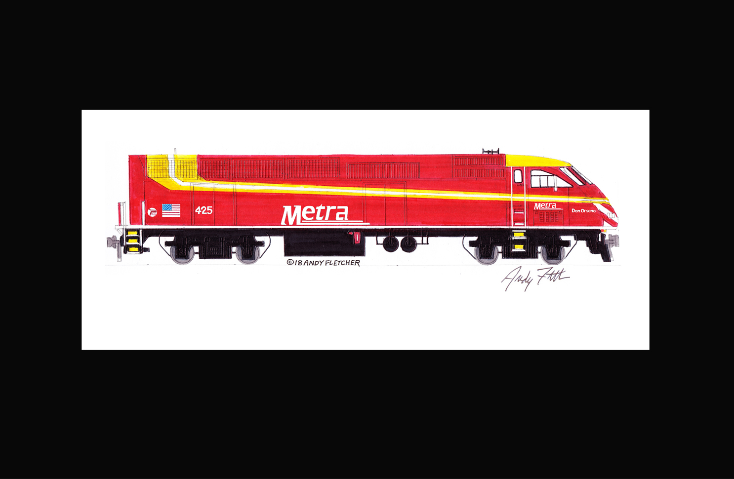 Andy Fletcher Blog-: Metra Rock Island Heritage MP36PH #425 Drawing