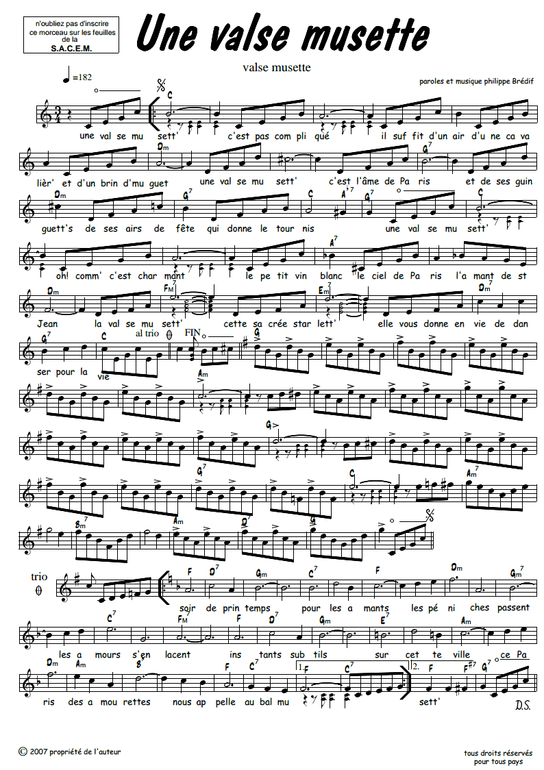 Bladmuziek: Une Valse Musette