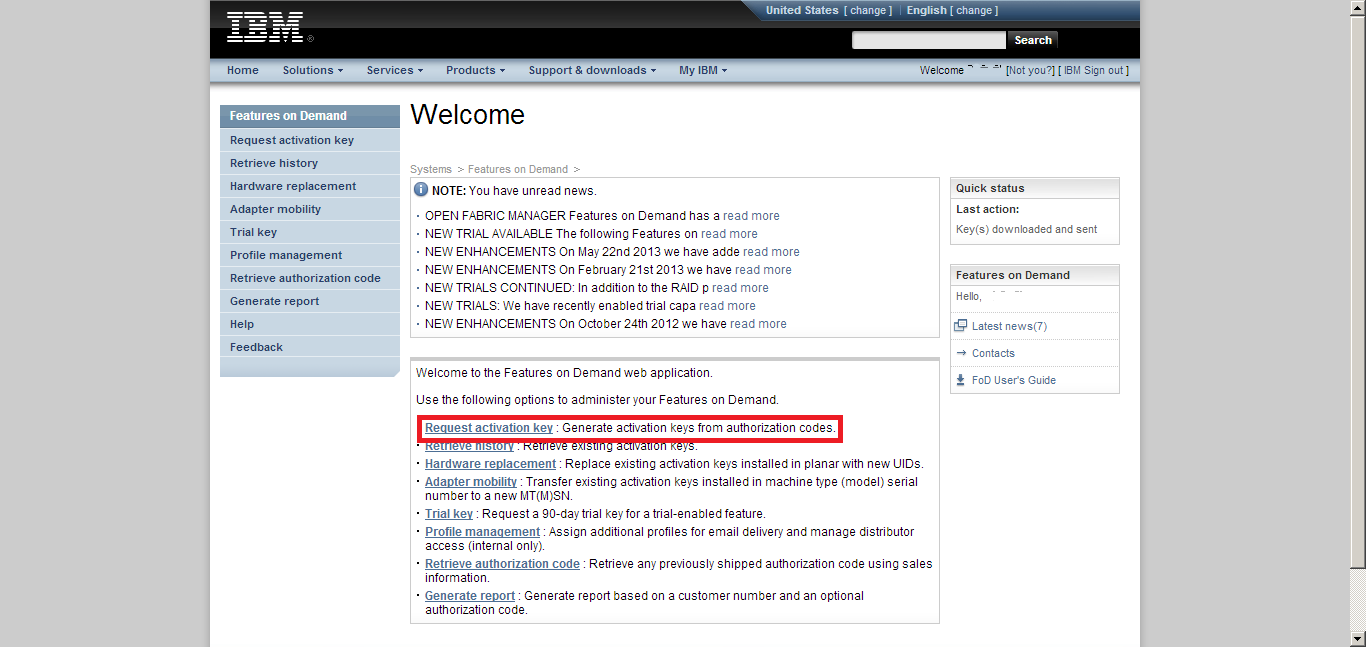 IBM xSerise RAID Card FoD Key registering