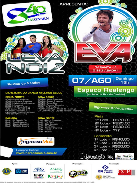 Axé Cαriocα & Blαh, Blαh, Blαh: Banda EVA + Leva Noiz Dia 7 de Agosto ...