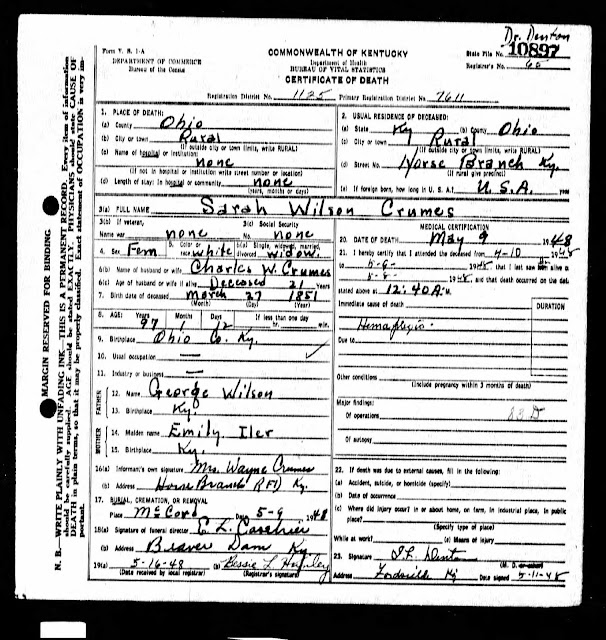 Ohio County, Kentucky History: CHARLES WINTERSMITH CROMES/CRUMES